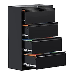 GangMei 4 Drawer Lateral File Cabinet, Metal Lateral File Cabinets with Lock, Legal Size Steel Lateral Filing Cabinet for Office and Home