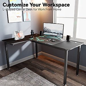 DESIGNA Gaming Desk 60",L-Shaped Computer Corner Desk with Large Mouse Pad,Ergonomic Gamer Table Workstation, Sturdy Metal Frame, Left Side Rustic Brown