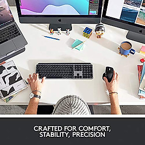 Logitech MX Keys Advanced Wireless Illuminated Keyboard for Mac,Backlit LED Keys, Bluetooth,USB-C, MacBook Pro/Air,iMac, iPad Compatible, Metal Build