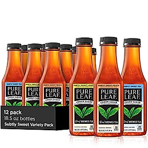 Pure Leaf Iced Tea, Subtly Sweet 3Fl Variety Pack, Lower Sugar, 18.5 Ounce Bottles (Pack of 12)