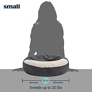 PELZIN Small Dog Bed for Extra Small Dogs Up to 20lbs - Washable Burrow Puppy Beds with Blanket Attached - Covered Dog Cave Bed with Anti-Slip Bottom - Charcoal Gray, 24"