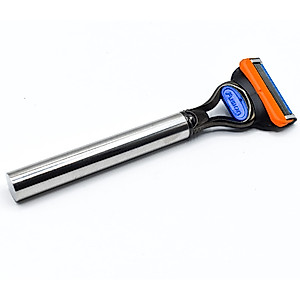 Parker 100% Stainless Steel Handle Gillette Fusion Compatible Razor - 1 Gillette Fusion Blade Included