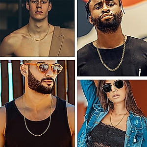 FIBO STEEL 18k Real Gold Plated 2.5-8 MM Stainless Steel Mens Womens Necklace Twist Rope Chain, 4MM 24 inches