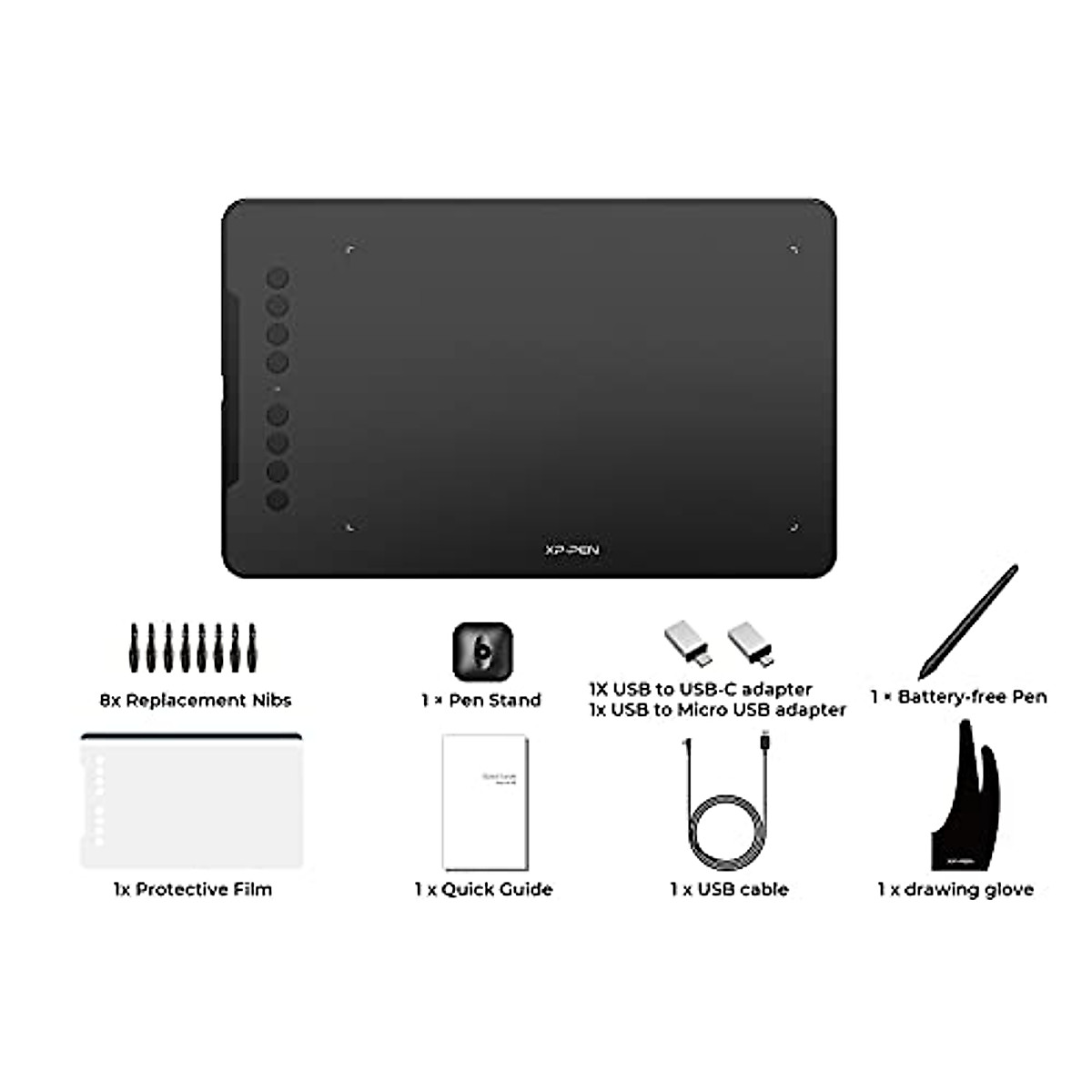 XPPen Deco 01 V2 Graphics Tablet 10x6.25 Inch Drawing Tablet 8192 Levels Pressure Battery-Free Pen with Tilt Function Android/Chromebook Supported Online Teaching Tablet