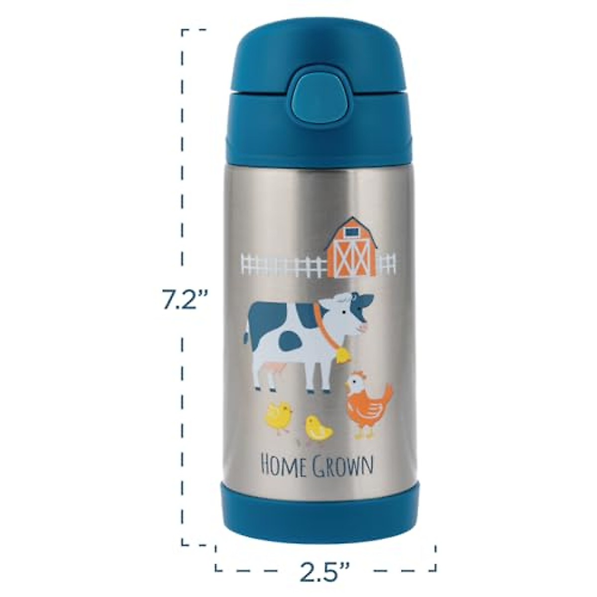 Stephen Joseph Double Wall Stainless Steel Bottles, Insulated Water Bottle for Kids Toddlers, Vacuum Insulated Bottle with Straw, BPA-Free Water Bottle – 11.8 Ounces, ROCKET (SJ1212)