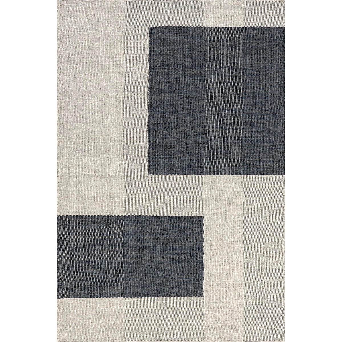 Rugs USA x Emily Henderson Blue Jay Colorblocked Wool Area Rug, 5x8, Grey