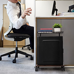 DAMEING Computer Tower Stand, 2-Tier CPU Holder PC Floor Stand, Mobile PC Tower Stand with Lockable Wheels and Wire Storage Basket, Fits Most Gaming PC Printer Under Desk for Office Home