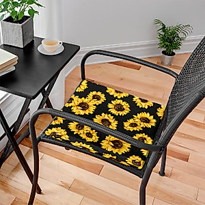 Square Chair Cushion Sunflower Foam Seat Cushion Sunflower Print Chair Pad Slip Resistant Thick and Comfortable Seat Cushion Pads Durable Soft Mat Pad 16 inch x 16 inch