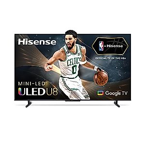 Hisense 55-Inch Class U8 Series ULED Mini-LED Google Smart TV - Quantum Dot Color, 144Hz Game Mode Pro, 1500-Nit Dolby Vision IQ, Hands Free Voice Control, Compatible with Alexa (55U8K, 2023 Model)
