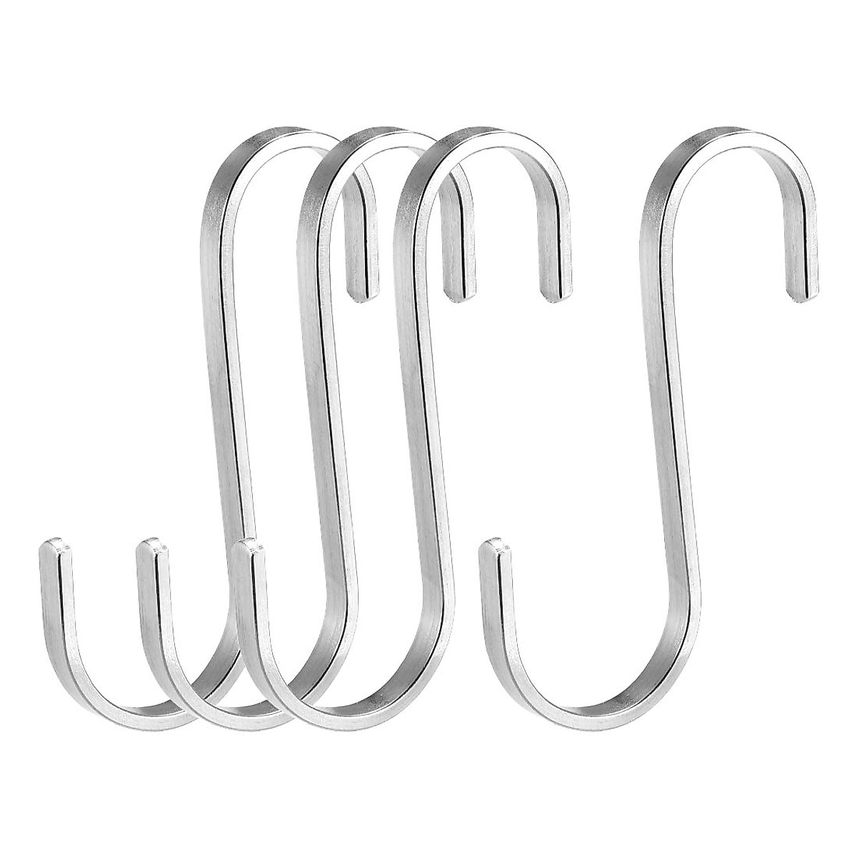 uxcell Stainless Steel S Hooks 3.15" Flat S Shaped Hook Hangers for Kitchen Bathroom Bedroom Storage Room Office Outdoor Multiple Uses 4pcs