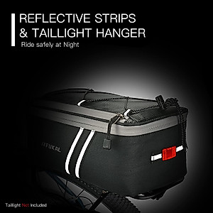 JXFUKAL Rear Bike Rack Bag with Rain Cover, 7L/9L/10L/12L Waterproof Bicycle Ebike Saddle Bag Cycling Pannier Trunk Carrier with Reflector & Adjustable Cord for Commuter Travel Outdoor