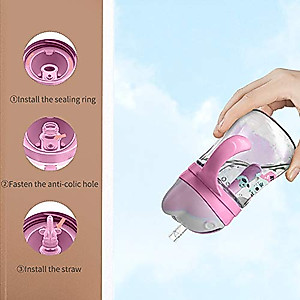 POTATO Straw Cup Spill Proof Sippy Cup with Handles and Strap, Toddler Cups, Tritan Sippy Cups for babies, 300ML/10oz, 6 Months+(Pink)