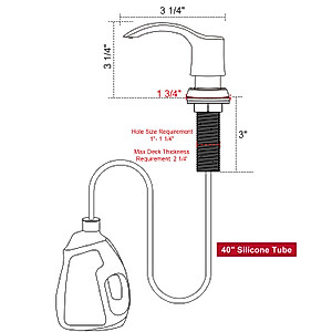 GAGALIFE Kitchen Sink Soap Dispenser - Sink Soap Dispenser Pump with 40" Silicone Extension Tube Kit (Brushed Nickel), Say Goodbye to Frequent Refills G080-1BN