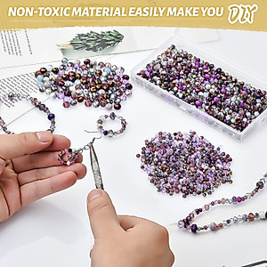 KINGSHINE 1000pcs 4/6/8mm Purple Color Briolette Crystal Glass Beads for Jewelry Making Supply,Round Rondelle Faceted Spacer Beads,Crystal Beads for Bracelets Necklaces DIY Crafts