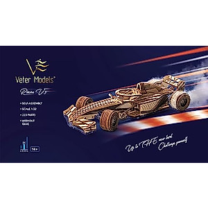 Mechanical Veter Models Wooden and Plastic 3D Puzzle Racer V3 Formula One F1 Racing Car Self-Assembly Set