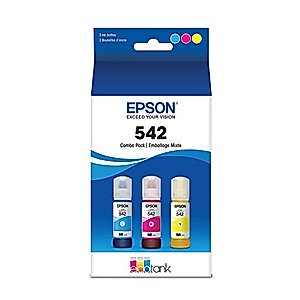 EPSON T542 EcoTank Ink Ultra-high Capacity Bottle Color Combo Pack (T542520-S) for select Epson EcoTank Printers