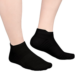YUEDGE Men's Black Ankle Running Socks Moisture Wicking Cotton Cushioned Low Cut Athletic Socks For Men Size 6-9, 5 Pairs