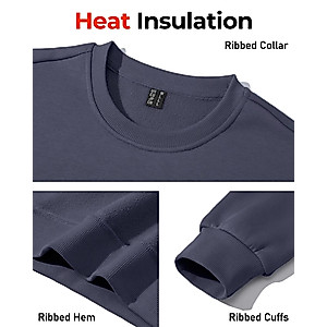 Boladeci Mens Sweatshirts Crewneck Fleece Lined Pullover Essentials Plain Soft Warm Winter No Hood Blank Navy Long Sleeve Shirts for Men Athletic Tops