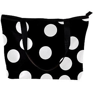 miningcase Tote Bag Shoulder Bags White Black Polka Dot Handbags for Women with Inner Pouch