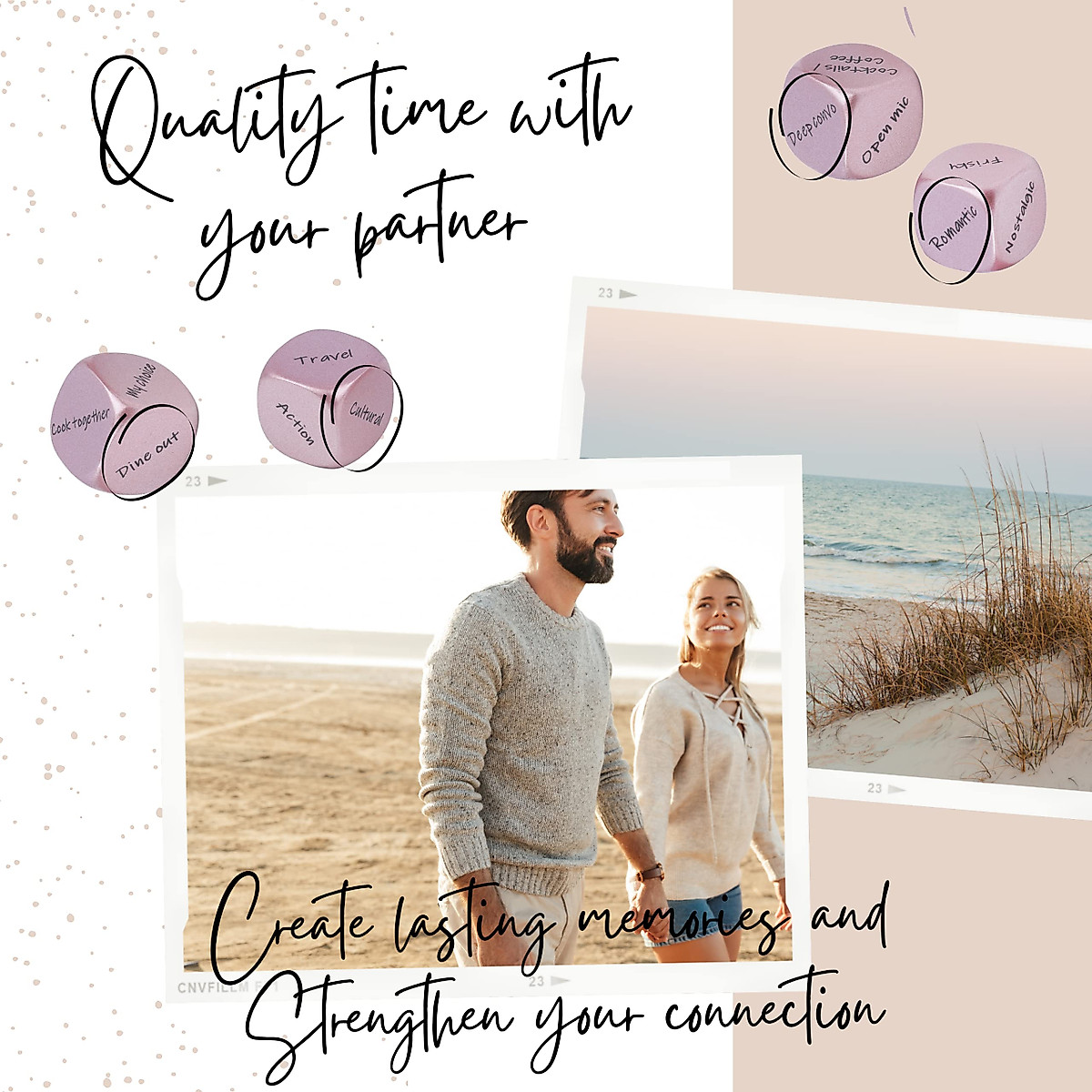 Lavender Sophia Date Night dice for Couples - Date dice for Couples Date Night Ideas - 100 Date Ideas for Couples Games Date Night Bucket List - Date Night Games for Couples Games