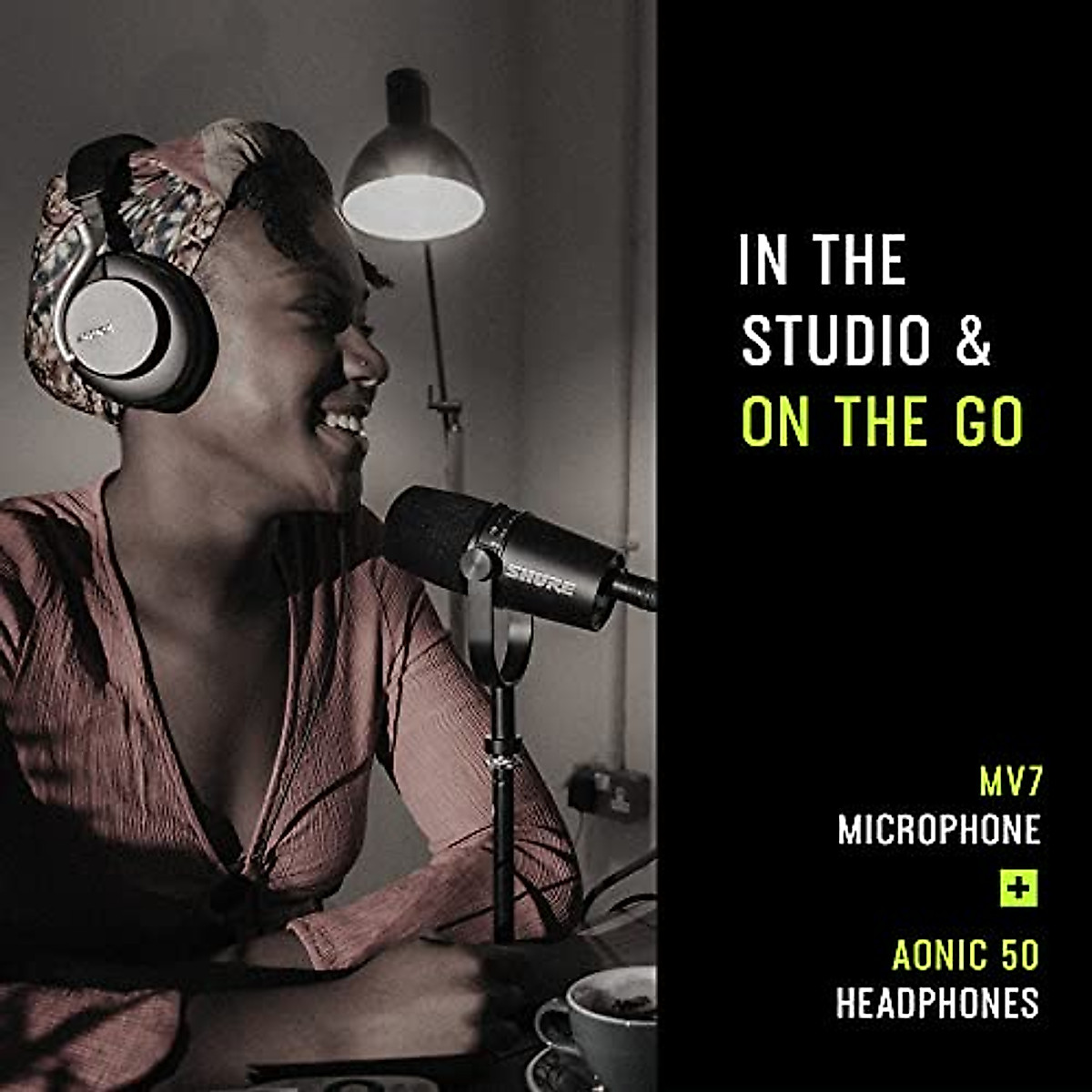 Shure MV7 USB/XLR Dynamic Microphone + AONIC 50 Wired/Wireless Noise Cancelling Headphones for Podcasting, Recording, Streaming & Gaming, Professional Quality Sound & Durability - Silver/Black