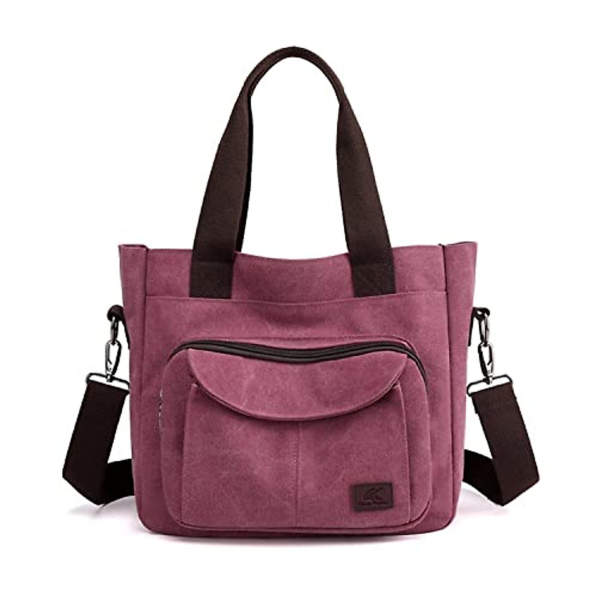 SUKUTU Ladies Canvas Tote Handbags Multi Pockets Satchel Large Capacity Stylish Top Handle Shoulder Bag