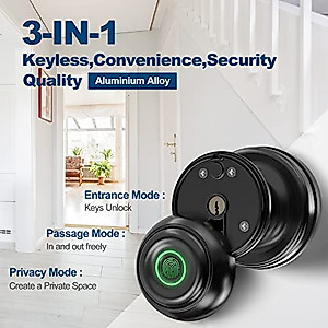 GeekTale Smart Door knob, Fingerprint Door Lock Smart Lock Biometric Door Lock Fingerprint Door knob with App Control, Great for Bedrooms,Cloakroom,Apartments Offices,Hotels