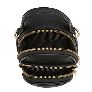 FashionPuzzle Two Compartment Phone Crossbody Mini Bag (Black)