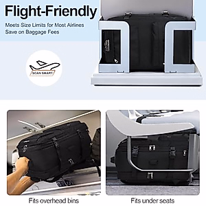 TRAVELHEART Travel Backpack for Women and Men - Large Expandable 45L with Shoe Compartment - Carry On Backpack for Airplanes - Flight Approved - Personal Item Size, Black