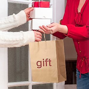 100 Pcs Kraft Paper Bags Mixed Size Gift Bags 6 x 4.5 x 2.5, 5.2 x 3.5 x 8, 10 x 5 x 13, 8 x 4.25 x 10 Inch, 25 Pcs Each, Brown Paper Bags with Handles, Shopping Bags, Merchandise Bags, Favor Bags