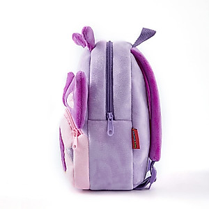 NICE CHOICE Cute Toddler Backpack Toddler Bag Plush Animal Cartoon Mini Travel Bag for Baby Girl Boy 2-6 Years(Purple Butterfly)