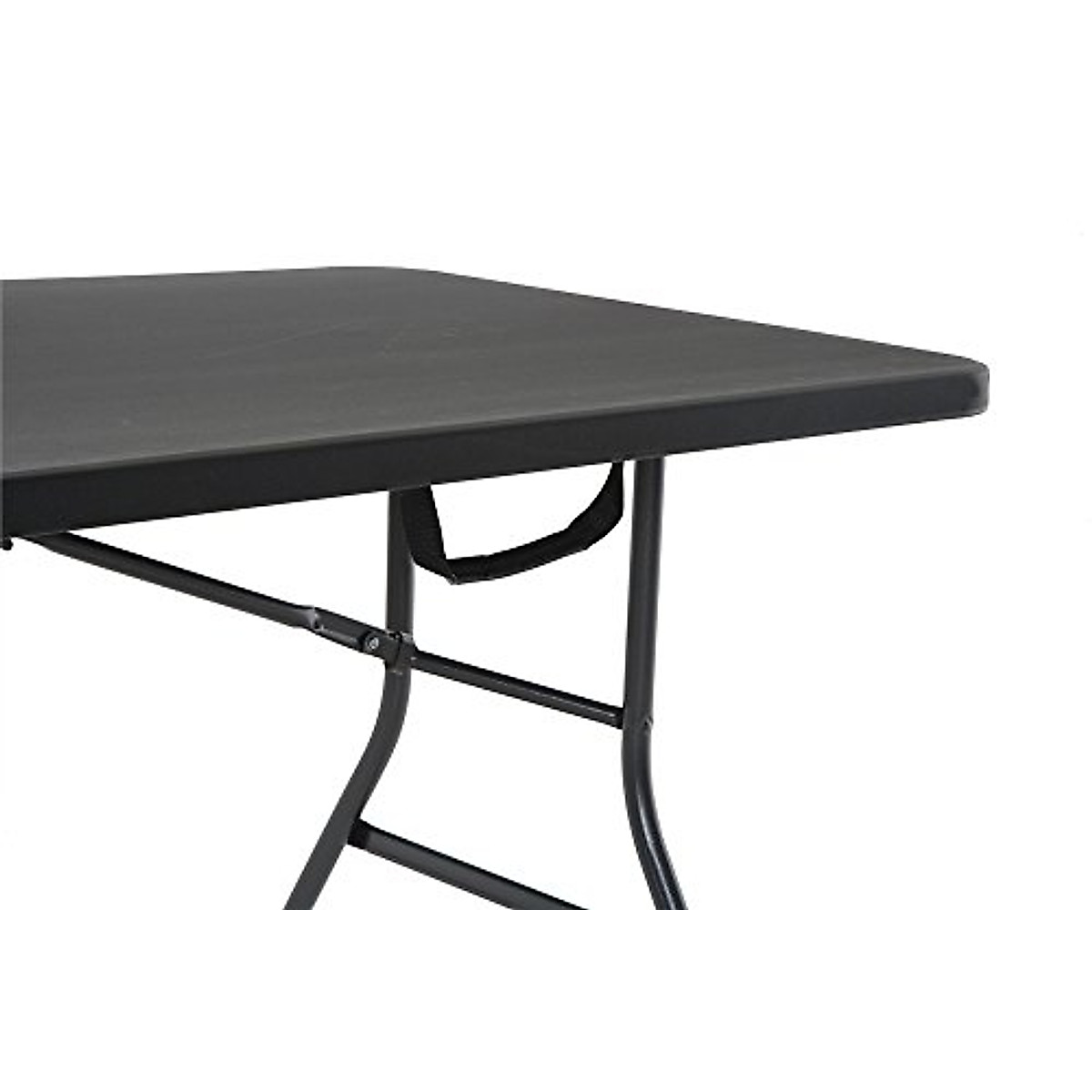 CoscoProducts Deluxe 6 foot x 30 inch Fold-in-Half Blow Molded Folding Table, Black