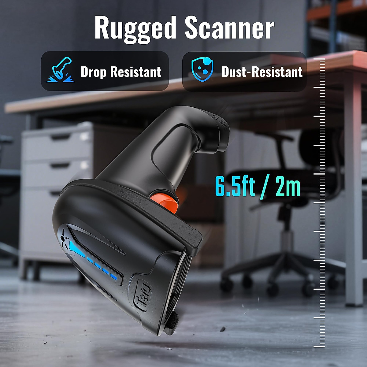 Tera Barcode Scanner Wireless and Wired with Battery Level Indicator 1D 2D QR Digital Printed Bar Code Reader Cordless Handheld Barcode Scanner Compact Plug and Play Model D5100