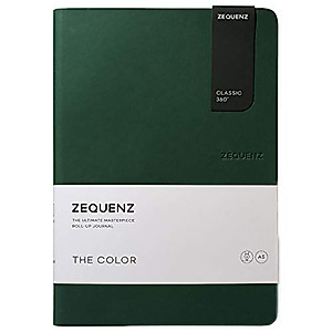 Zequenz Classic 360 The Color Series, Size: Large, Color: Emerald, Paper: Dot, Soft cover Notebook, Soft Bound Journal, 5.83"W x 8.19" H x .47", 100 sheets/200 pages, Dot Matrix Pattern Premium Paper