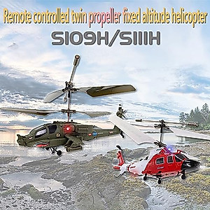 ANIXA DWIU S111H RC Airplane for Kid and Beginner, 2.4G Remote Control 3CH Dual-Prop Gyro Stabilized Aircraft Model with Night Navigation Lights, RC Helicopter Toys for Boys