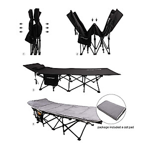 HITORHIKE Camping Cot with Cot Pad Compact Folding Cot Bed for Outdoor Backpacking Camping Cot Bed High-Profile Compact Bed with Carry Bag
