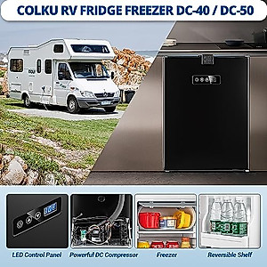 CIGREEN 12 Volt Refrigerator RV Refrigerator Built-in Fridge Compressor Refrigerator Mini Fridge with Freezer for Apartment Office Boat Yacht RV Caravan (Black Alloy, 40L)