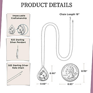 Jewelili Sterling Silver Parent and 1 Child Drop Pendant Necklace, 18" Rolo Chain