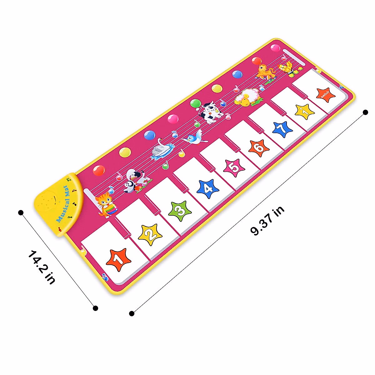 RenFox Musical Piano Mat, Toddlers Music Floor Keyboard Blanket Dance Mat with 8 Different Animal Sounds, Early Learning Educational Toys Gift for 1 2 3 4 Years Old Baby Boy Girl (Batteries Included)