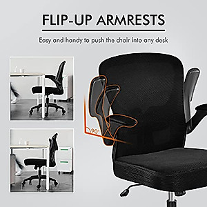 Yaheetech Office Chair Ergonomic Desk Chair with Flip up Armrests Mesh Computer Chair with Adjustable Height Lumbar Support Space Saving Task Executive Chair for Home Office Work Study, Black