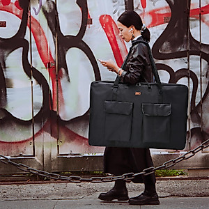 TreochtFUN Portfolio folder for artwork,artist Portfolio Case 23 X 31.5 In, Portfolio Bag A2 With Shoulder Strap, Art Carry Bag For Large Drawing Paper Post Board Supplies .(Black)