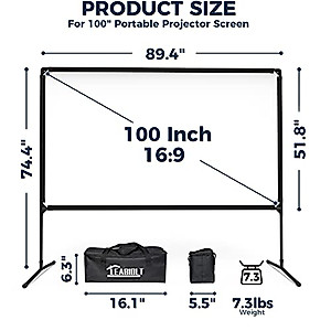 Projector Screen with Stand,100 Inch Outdoor Projector Screen and Stand,Thickened Wrinkle-Free Outdoor Movie Screen and Sturdy Frame for Home Movie Theater