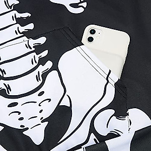 Idgreatim Men Women Halloween Skeleton Hoodie Novelty Realastic 3D Graphic Pullover Sweatshirt with Pocket Novelty Cpsplay Hoody Jacket for Dead Parades XL