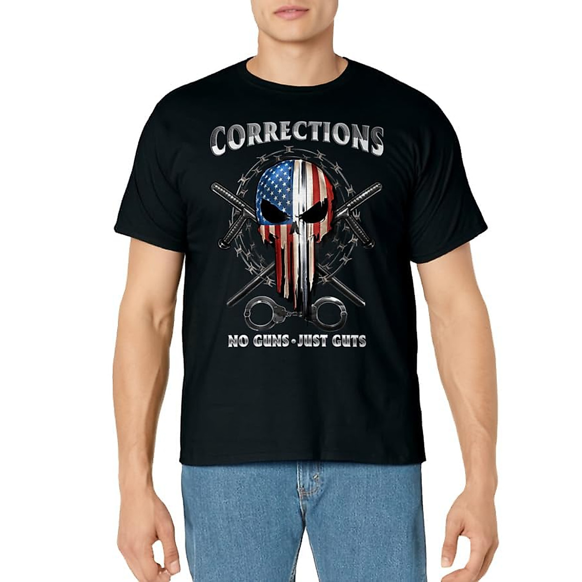 Corrections Just Guts Skull Of Freedom Correctional Officer T-Shirt