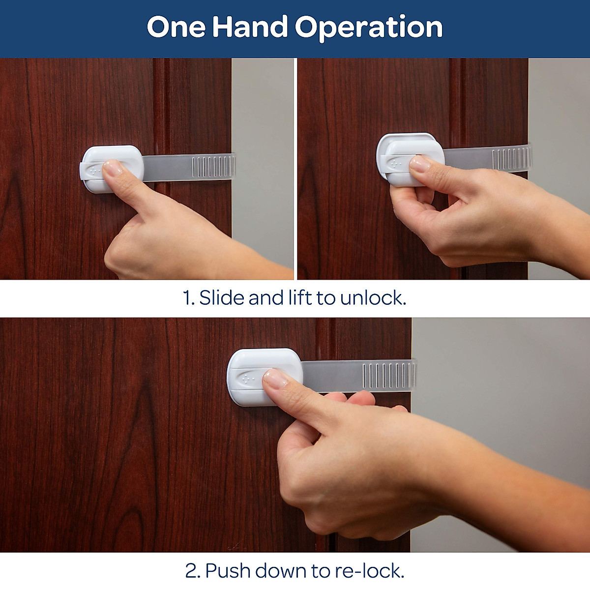 8-Pack Child Safety Cabinet Locks - Adjustable Child Cabinet Locks with 3M Adhesives - White and Clear Baby Locks for Cabinets and Drawers, and More - Easy to Install Baby Proofing Cabinets by Wittle