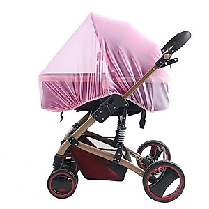 Baby Stroller Mosquito Bug Net Insect Netting Cover 59" Large Size for Pram, Buggy, Infant Carriers, Car Seats, Cradles, Cribs, Bassinets, Playpens, Baby Stroller Bed Full Mesh Cover (Pink)