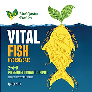 Vital Garden Supply - Vital Fish Hydrolysate 1 Gallon Jug - CDFA Organic Certified - Natural and Organic Cold Pressed Fish Fertilizer