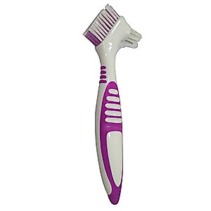 Gus Craft 2-Pack Denture Cleaning Brush Set- Premium Hygiene Denture Cleaner Set For Denture Care- Top Denture Cleanser Tool w/Multi-Layered Bristles & Ergonomic Rubber Handle (Green and Purple)