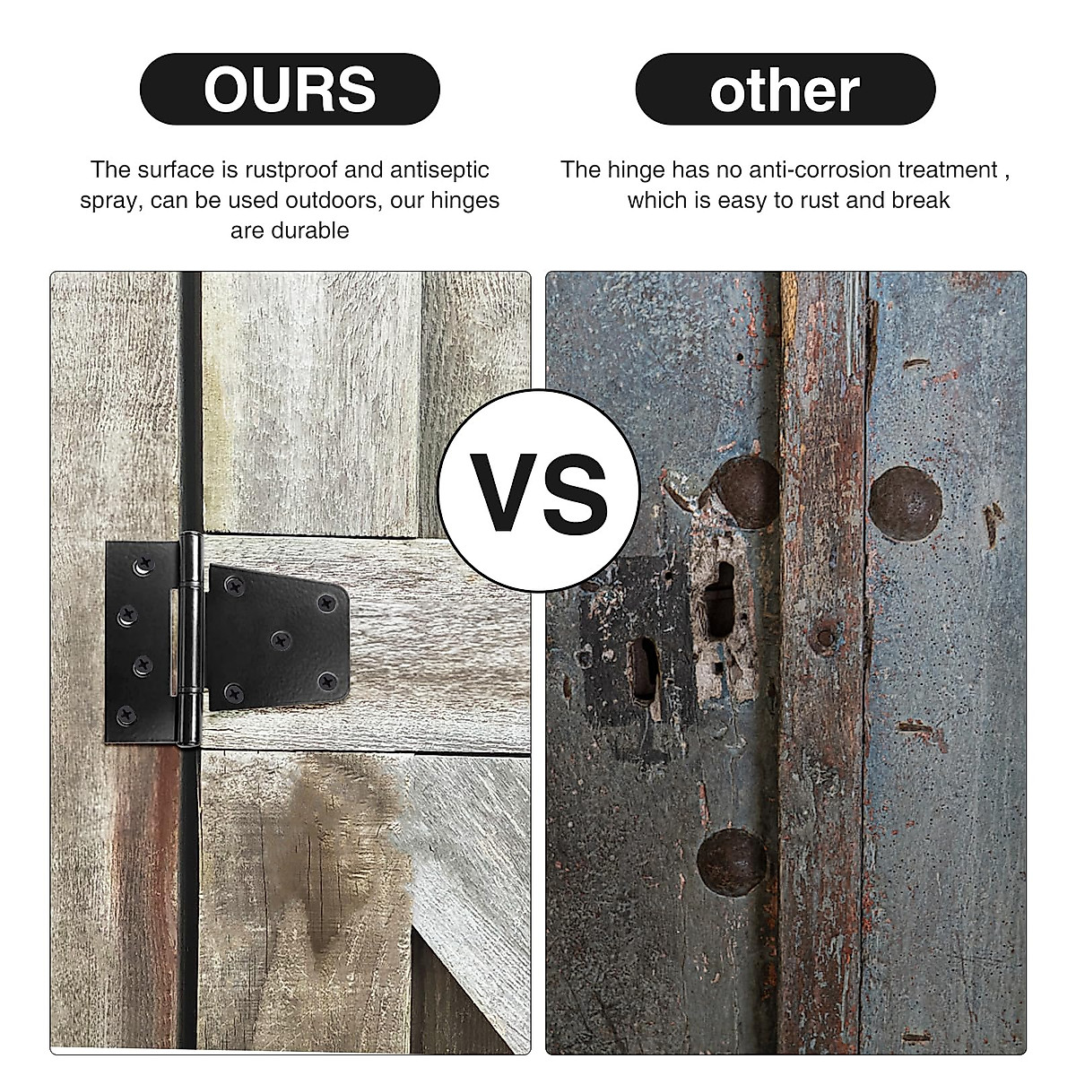 Airsnigi Heavy Duty Gate Hinges 9 Pack, 3.5 Inch Heavy Duty Shed Door Hinges Door Barn Gates Hinges Black Square Hinges for Gate, Barn or Storage Shed