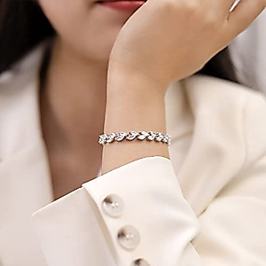 14K Silver Plated Tennis Bracelet Cubic Zirconia Classic Bracelet Silver Bracelets for Women Girls (GSZH-001)